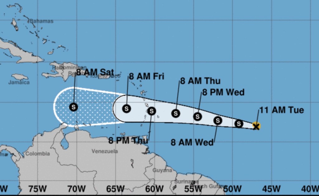 Tropical Storm Bret moved further south and might pass nearer to SVG ...
