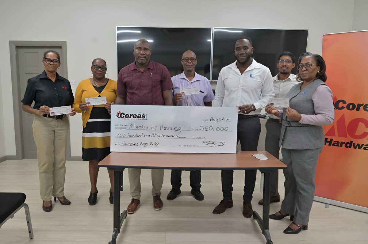 Coreas donates $250,000 to help people rebuild after Beryl – One News SVG